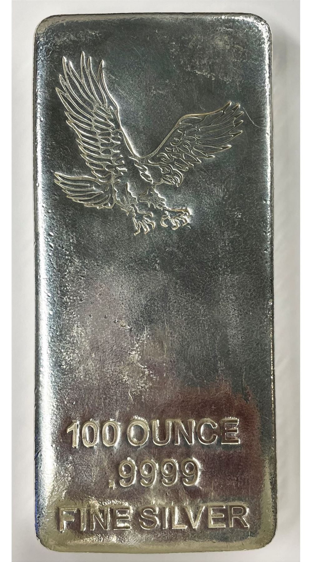 100 ozt Cast Pour Extremely Pure .9999 Silver Bar