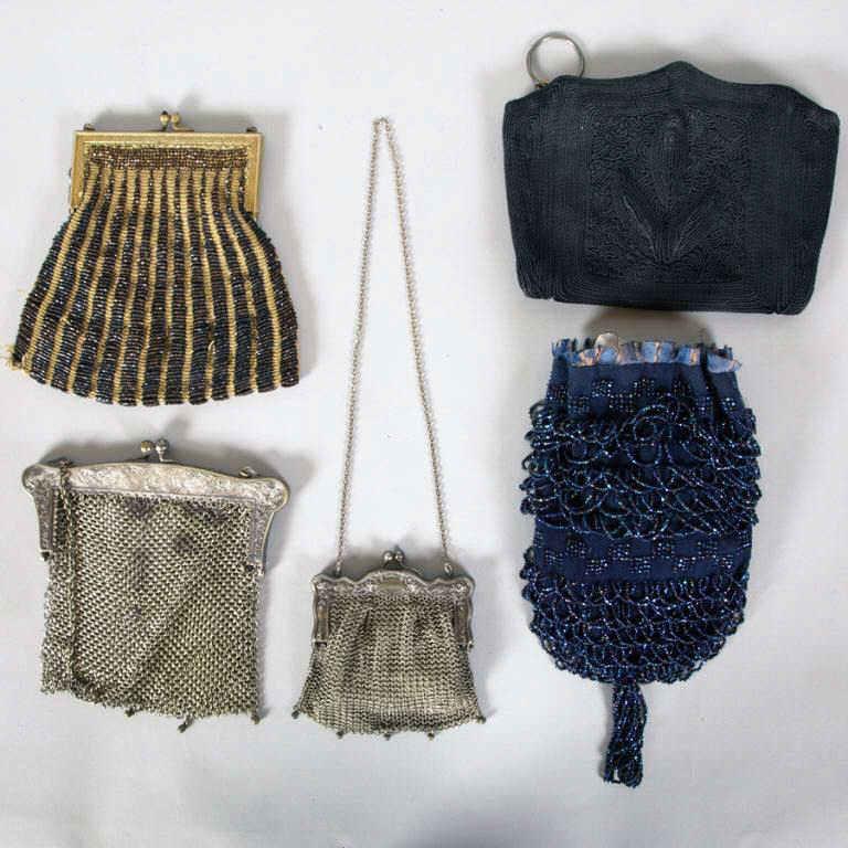 Collection of 5 antique purses