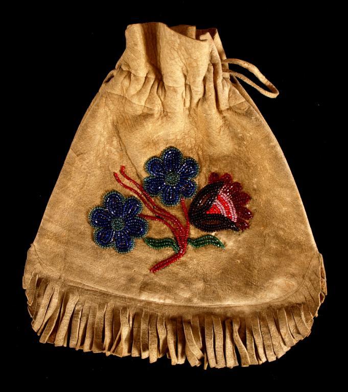 Santee Sioux floral beaded medicine bag