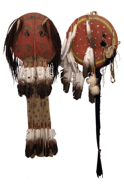 Two painted Native American War Shields