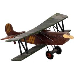 Antique hand craved wooden model biplane