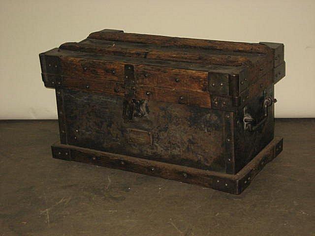 19th c. wood & metal strong box