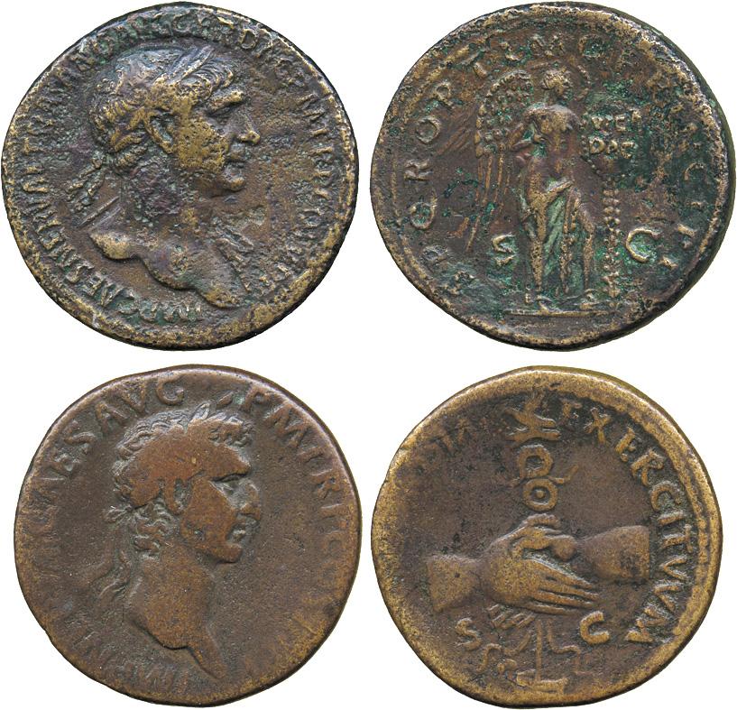 ANCIENT COINS. Roman. Nerva (AD 96-98), AE Sestertius, laureate head ...