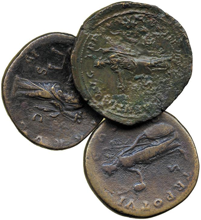 ANCIENT COINS. Roman. Antoninus Pius, AE Sestertius, rev Moneta; Marcus ...