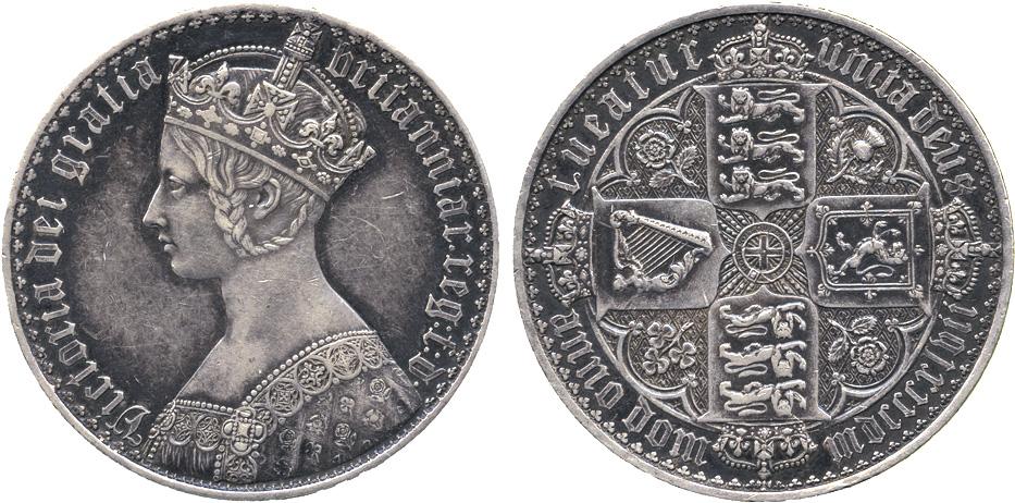 BRITISH COINS. Victoria, ‘Gothic’ Crown, 1847, gothic crowned bust left ...