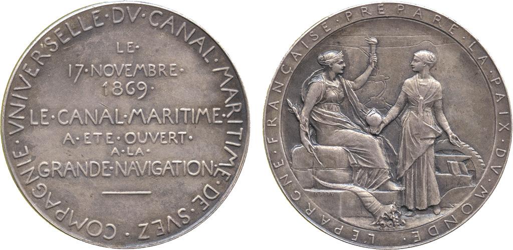 WORLD MEDALS. EGYPT. The Opening of the Suez Canal, Silver Medal, 1869 ...