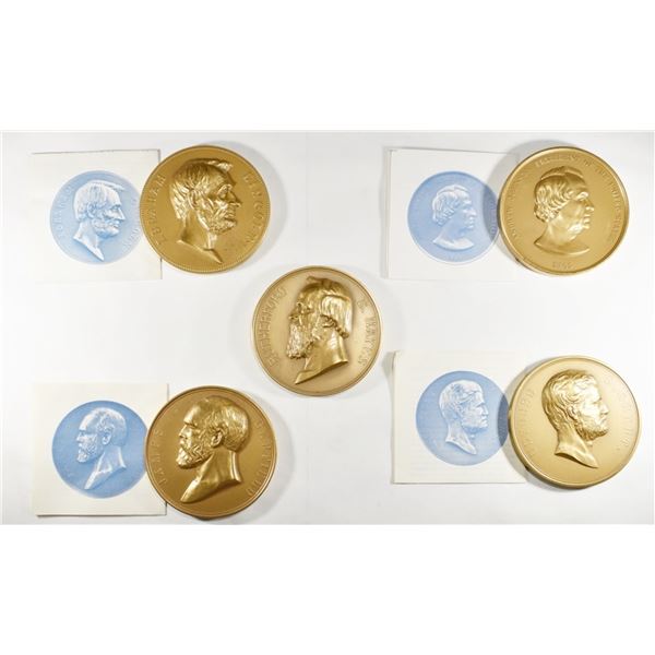 (5) PRESIDENTIAL BRONZE MEDALS W/ HIGH RELIEF