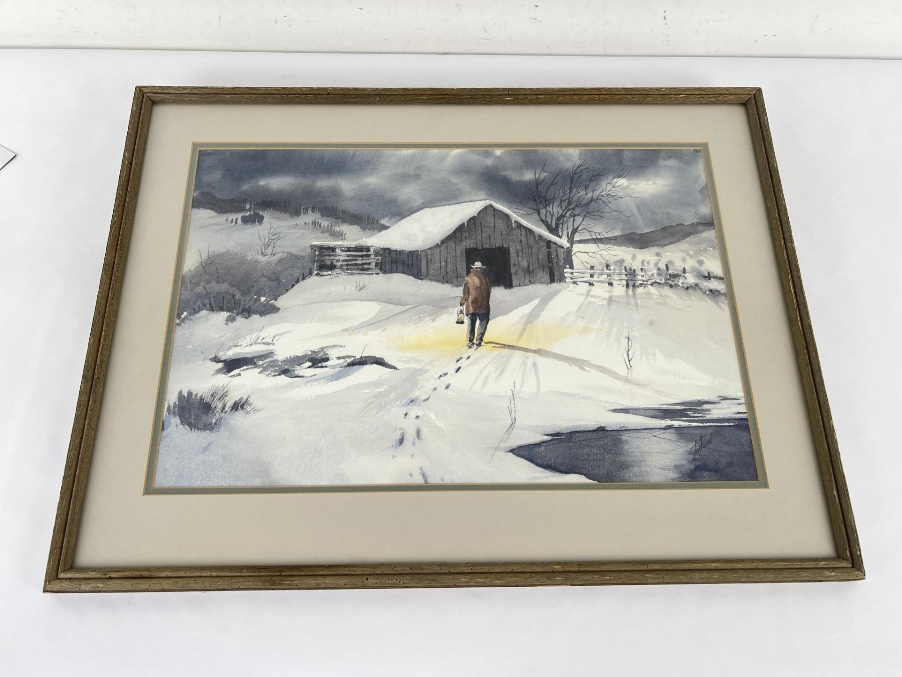 Jim Powell Winter Chores Watercolor Painting