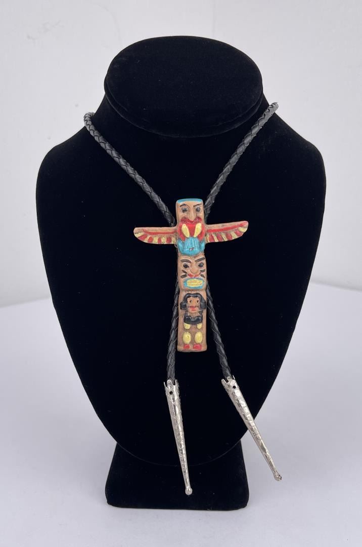 Native American Indian Totem Pole Bolo Tie