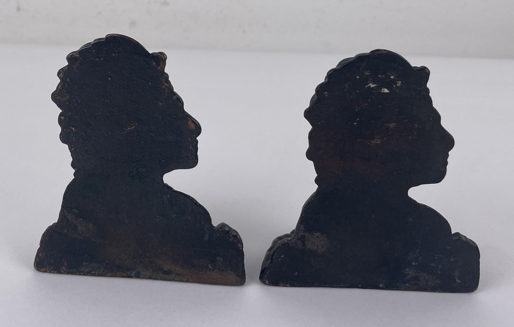 Antique Cast Iron Indian Head Bookends