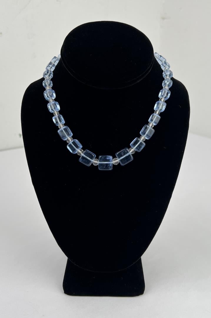 Art Deco Glass Ice Cube Bead Necklace