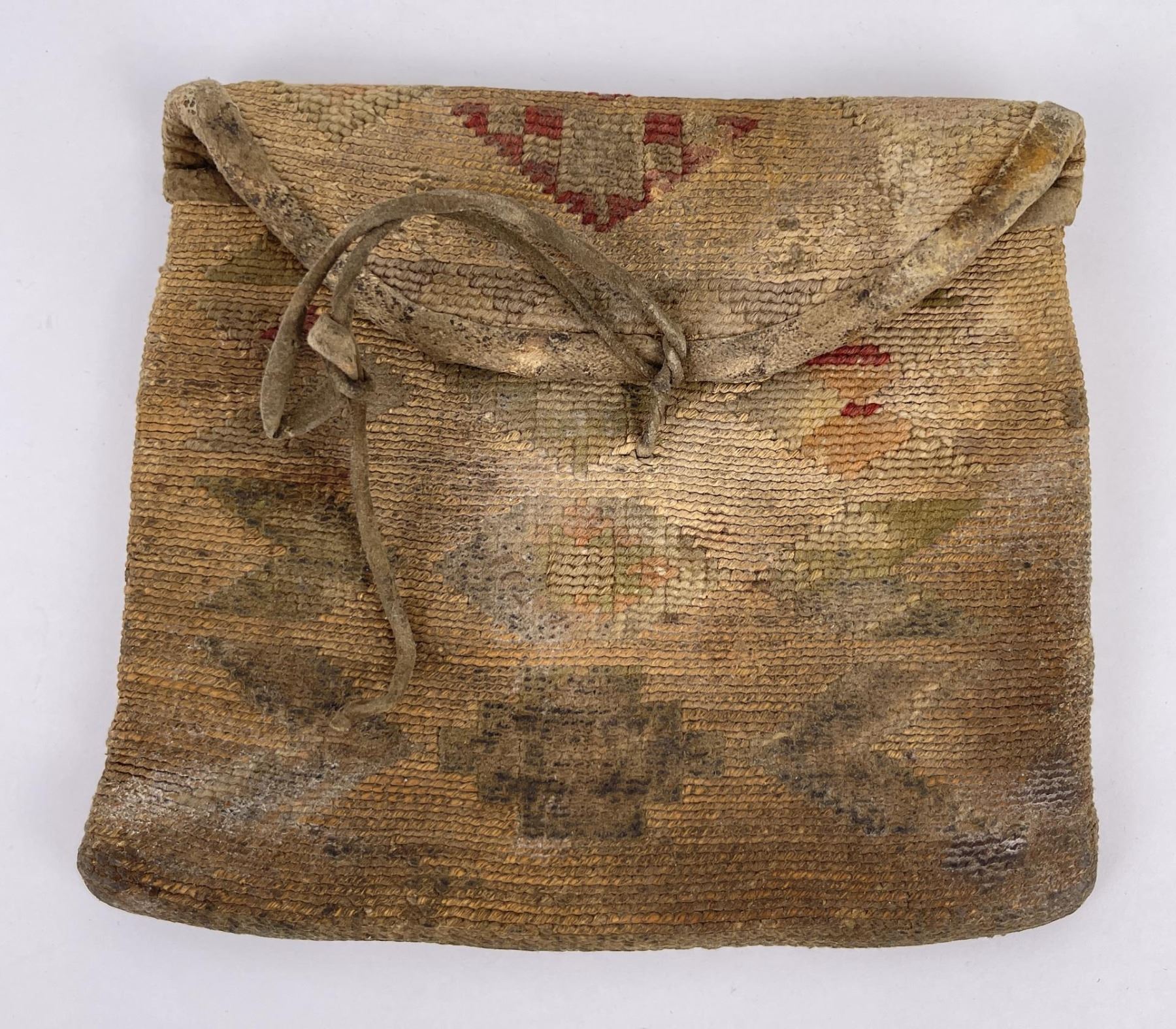 Antique Nez Perce Indian Woven Corn Husk Bag