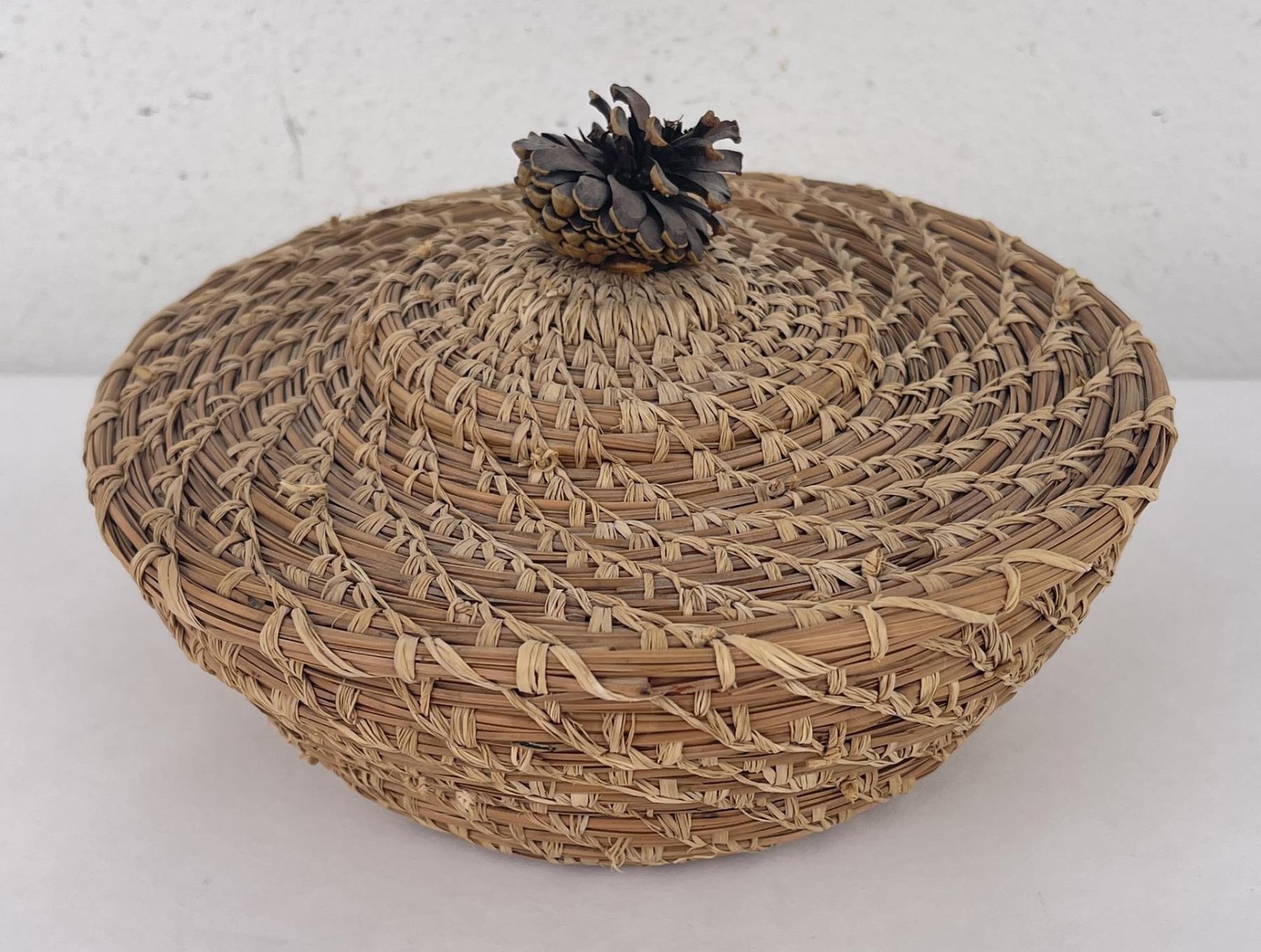 Native American Indian Made Pine Needle Basket
