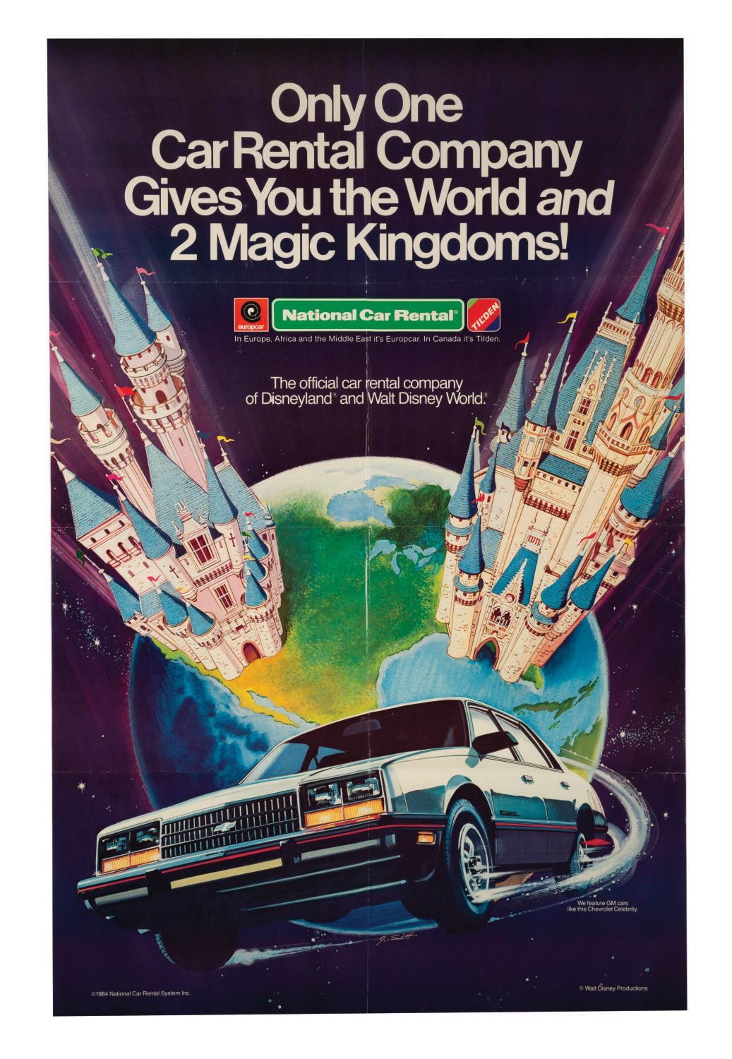 A Disneyland/Disney World National Rental Car Poster. - Van Eaton Galleries