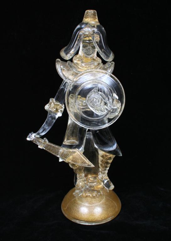 Two Massive Venetian Glass Samurai Soldiers