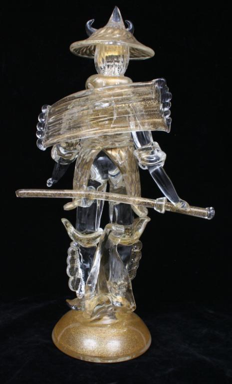 Two Massive Venetian Glass Samurai Soldiers