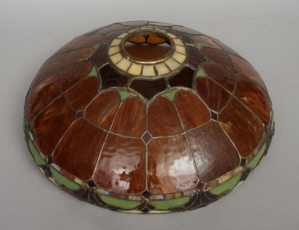 Antique Wilkinson Fleur de Lis Leaded Glass Lamp