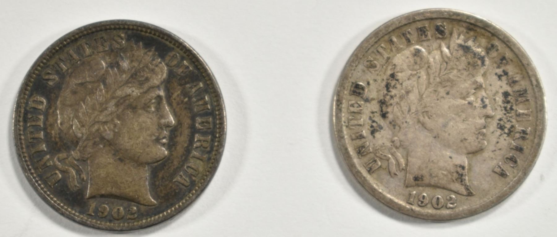 1902 AU & 1902-S VF BARBER DIMES