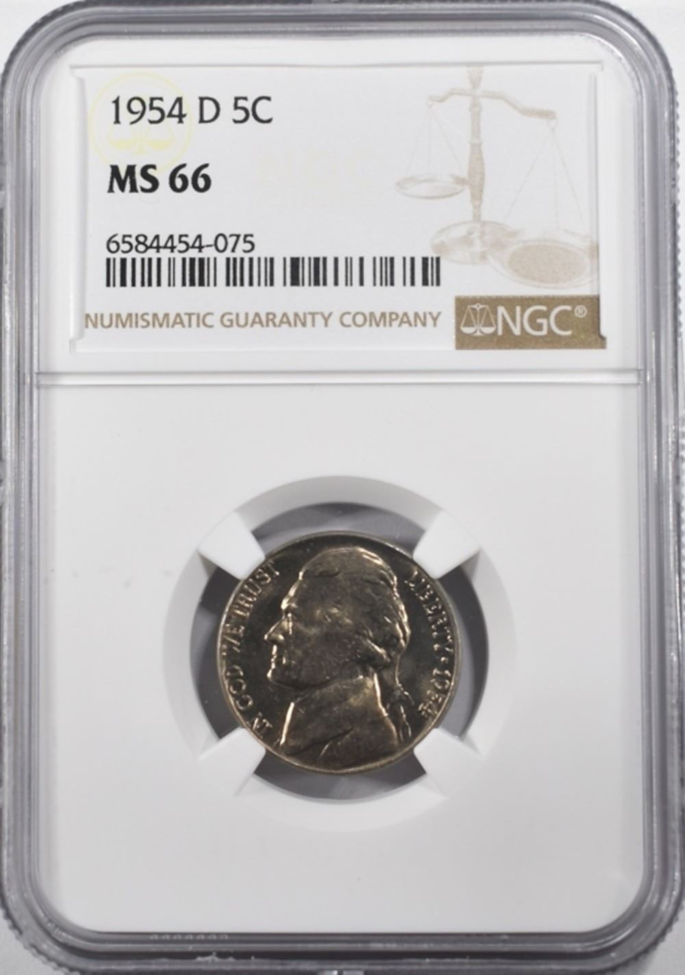 1954-D JEFFERSON NICKEL NGC MS 66