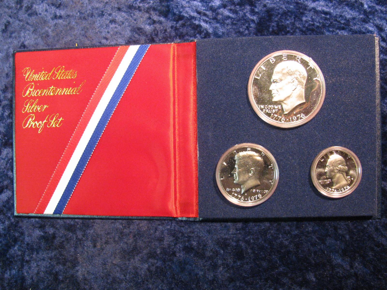 326. 1976 S Silver Proof U.S. Bicentennial 3 Coin Set.