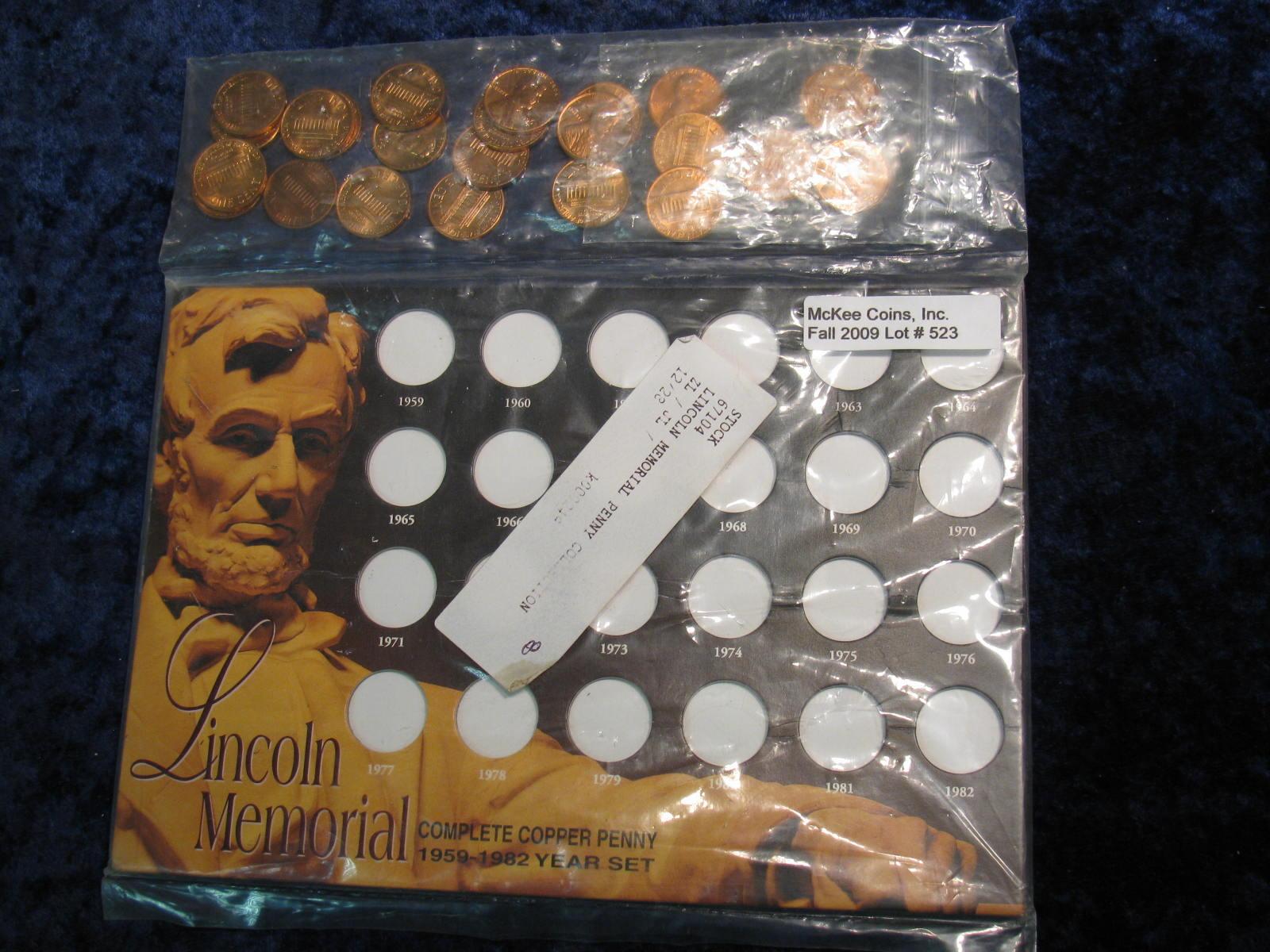 523. 1959-1982 Lincoln Memorial Complete Copper Penny Year Set Album ...