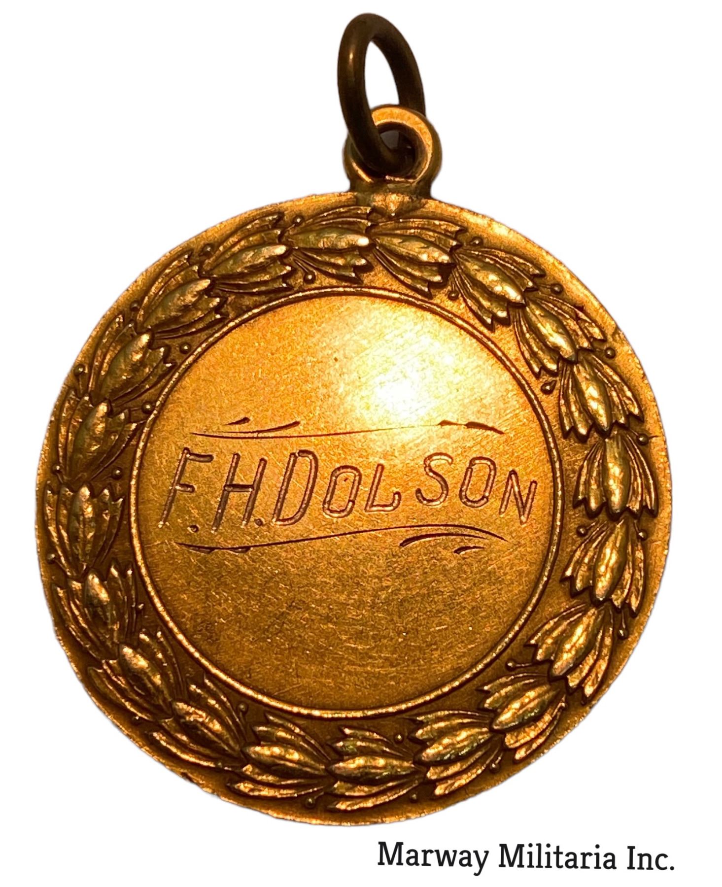 WW1 Welcome Home Medal F.H. Dolson Nursing Sister - IN GOLD