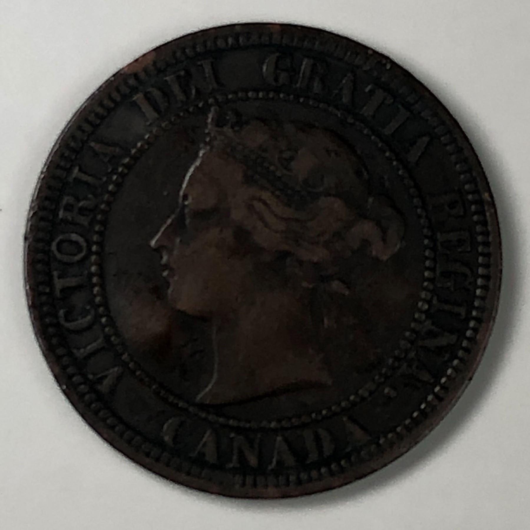 Canadian Large Cent 1881 VF Double Die Present