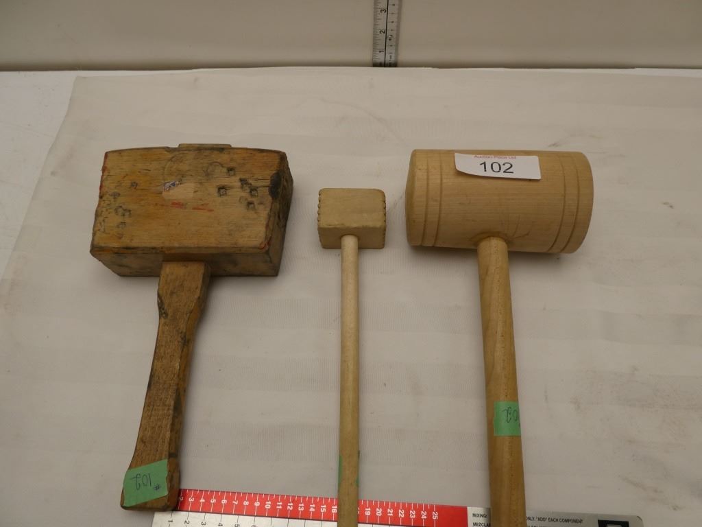 3 wood mallets