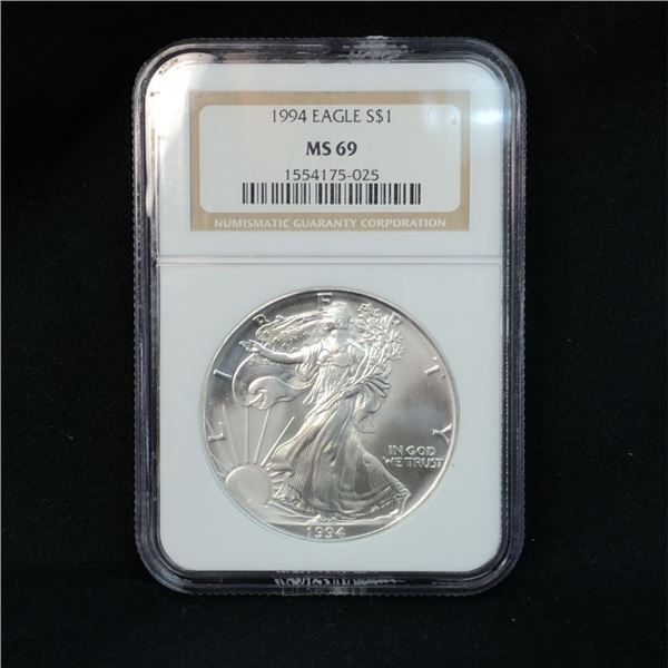 1994 Silver American Eagle Dollar Key Date NGC MS69