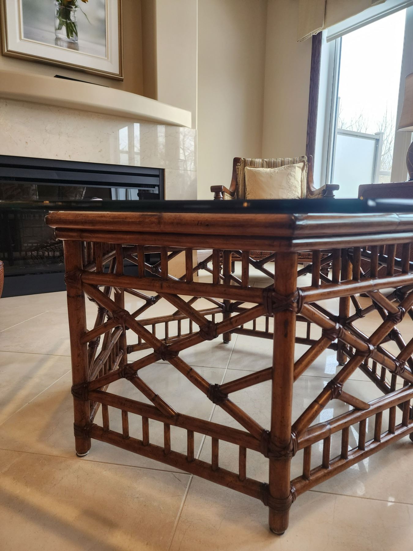 Octagon Bamboo Side Table 23 x 27H - Beck Auctions Inc.