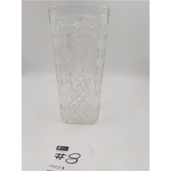 Beautiful Etched Glass Vase With Roses Beck Auctions Inc