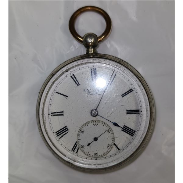 J W Benson Silver Pocket Watch (The Bank) Made in London England