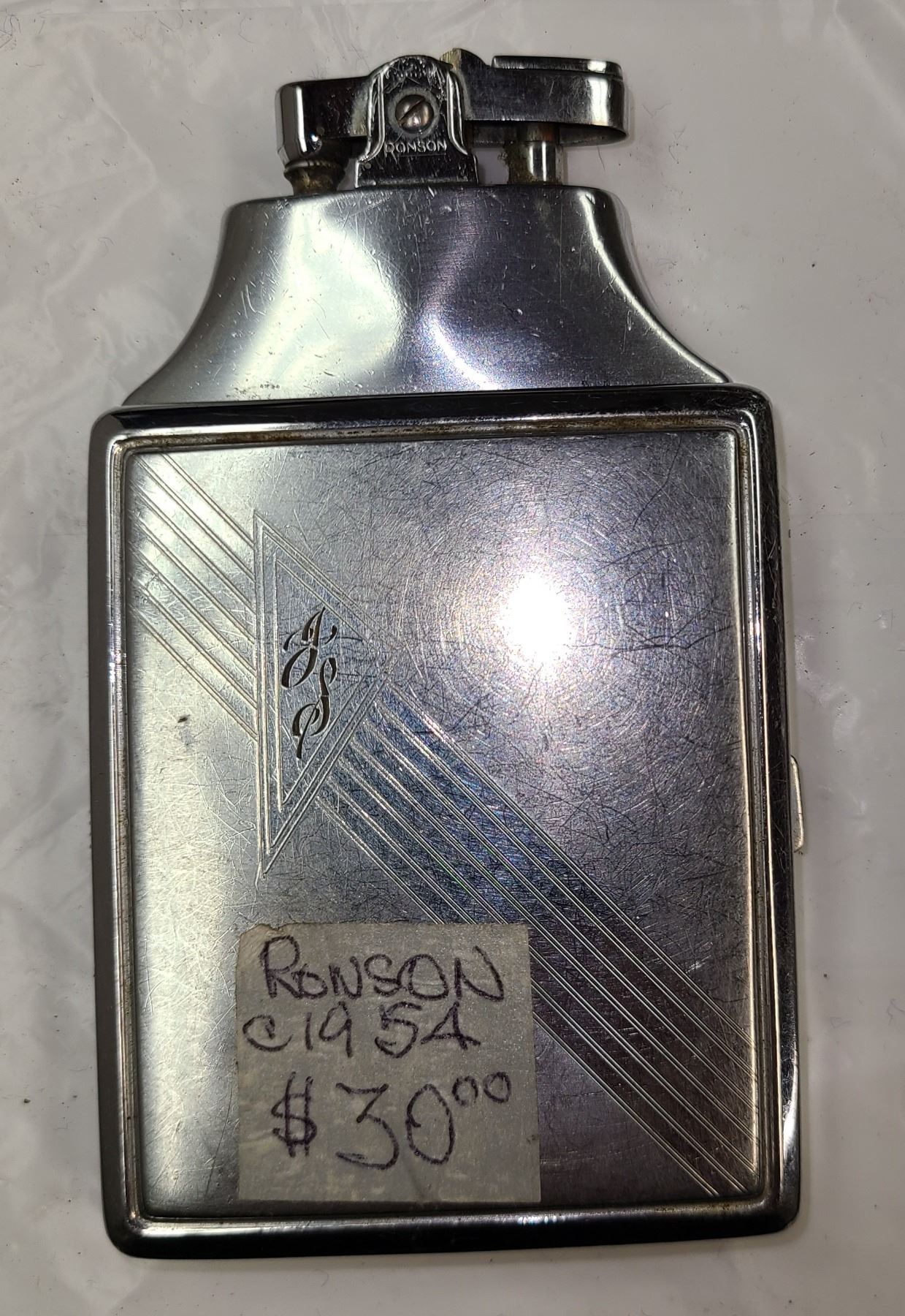 Ronson Mastercase - Cigarette Case & Lighter Combo Stainless 1954