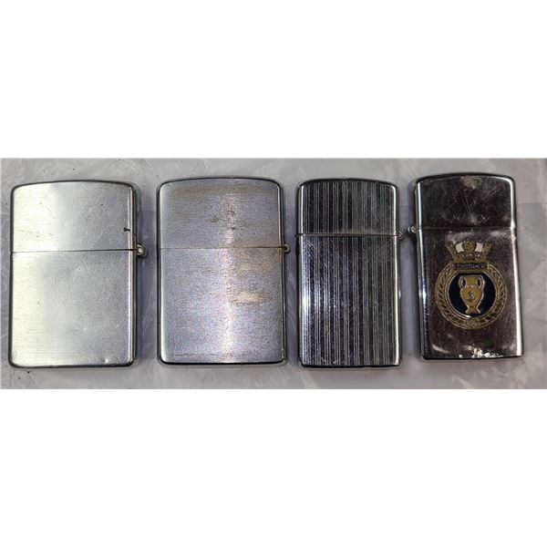Zippo Slim & Full Size Flip Top Lighters - 4 Differant