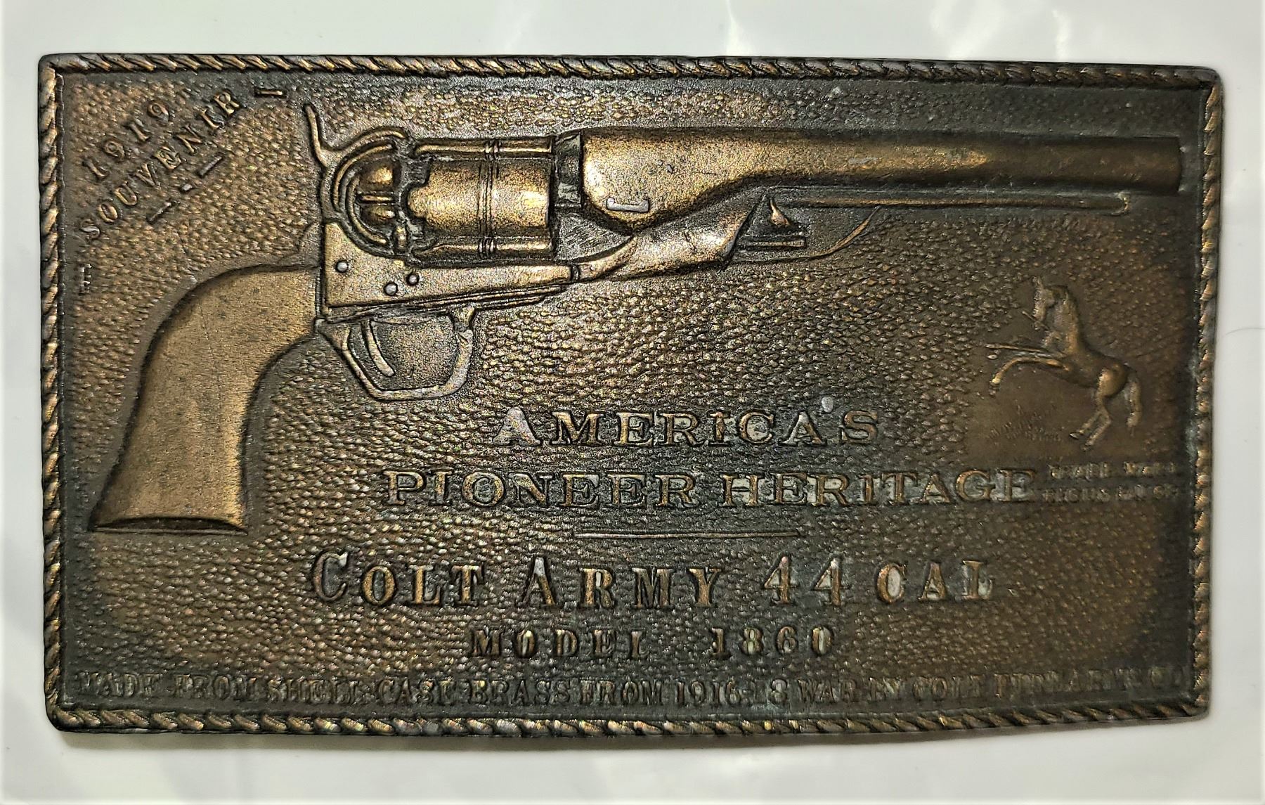 Colt Revolver Brass Belt Buckles - lot of 2