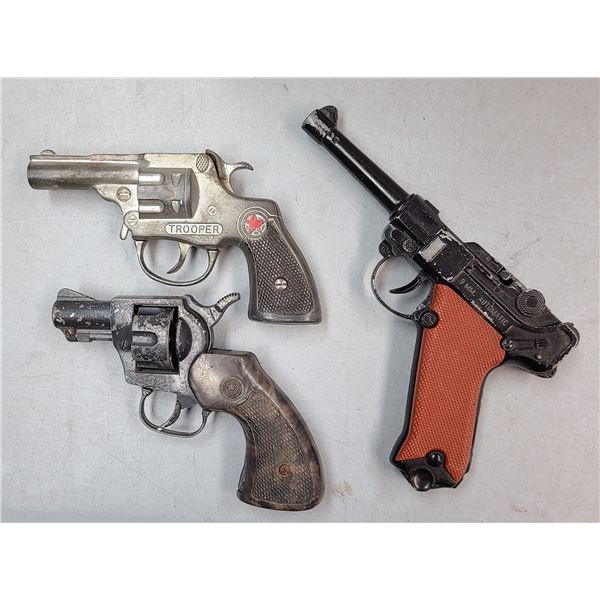 Vintage Cap Gun Lot - 3 Toy Guns - Luger & 2 Revolvers