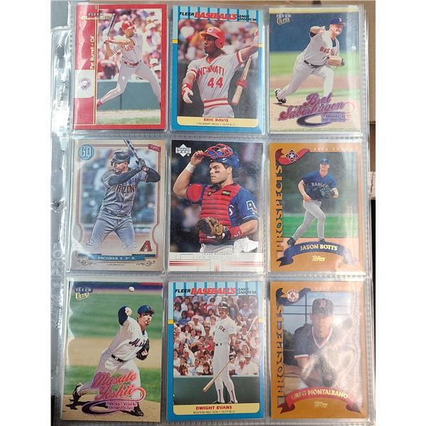 9 Sheets of Baseball Cards - 1970's to 2000's - Stars and Rookies ...