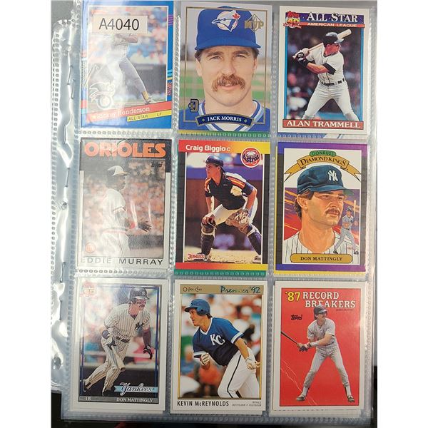 9 Sheets of Baseball Cards - 1970's to 2000's - Stars and Rookies ...