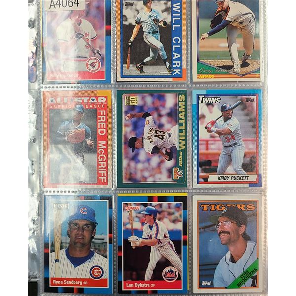 9 Sheets of Baseball Cards - 1970's to 2000's - Stars and Rookies ...