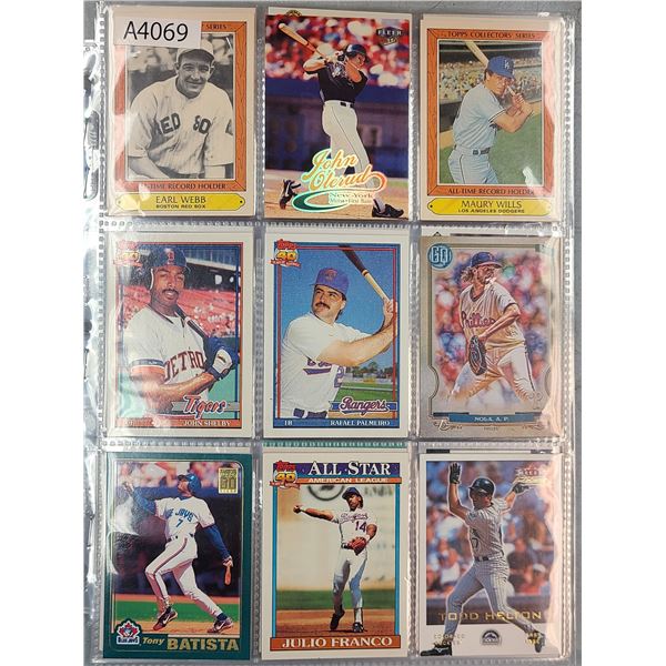 9 Sheets of Baseball Cards - 1970's to 2000's - Stars and Rookies ...