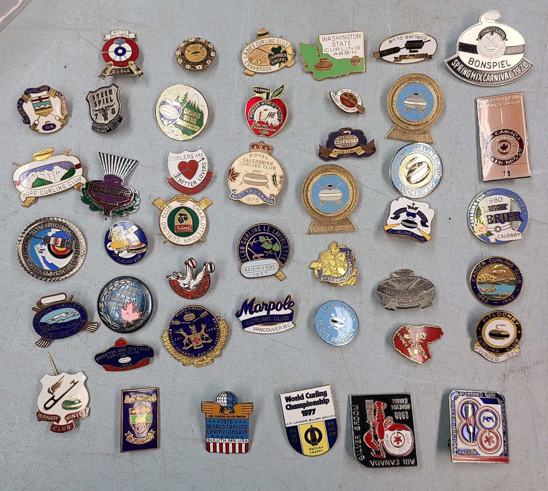 Curling Pins - 44 pc Curling Tournaments & Clubs worldwide..