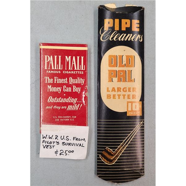 Pall Mall 5 Pack Cigarette Box and Old Pal Pipe Cleaners..