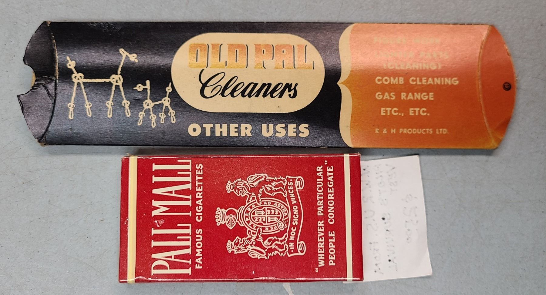 Pall Mall 5 Pack Cigarette Box and Old Pal Pipe Cleaners..