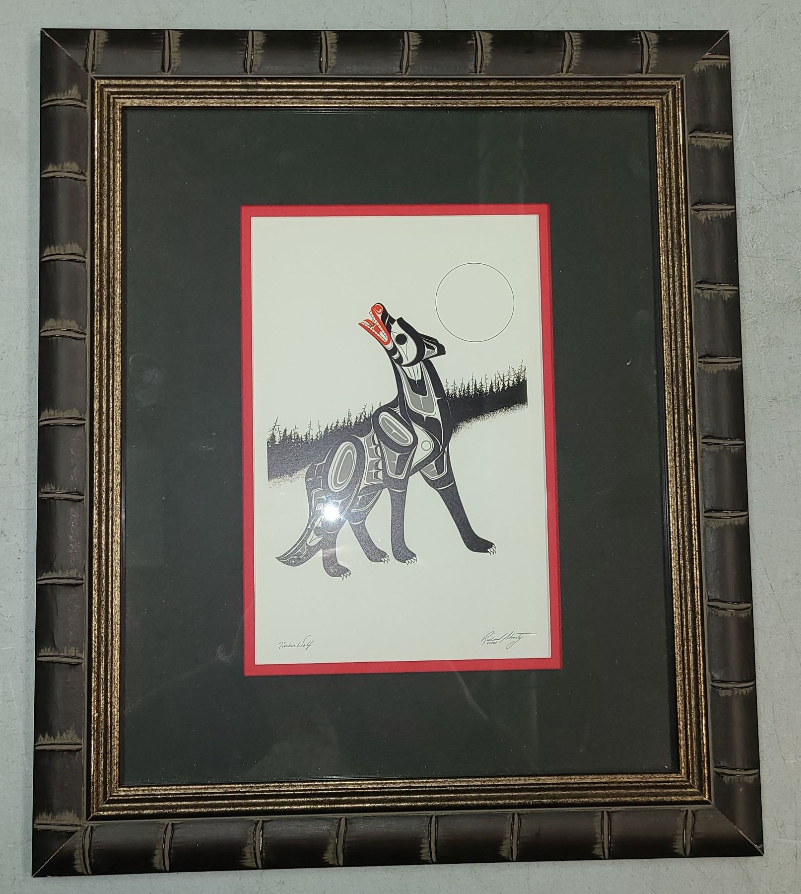 TIMBER WOLF - Richard Shorty Artwork Print Framed under Glass