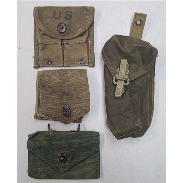 3 x WW2 US Military Pouches & 1 Canadian - Military Surplus
