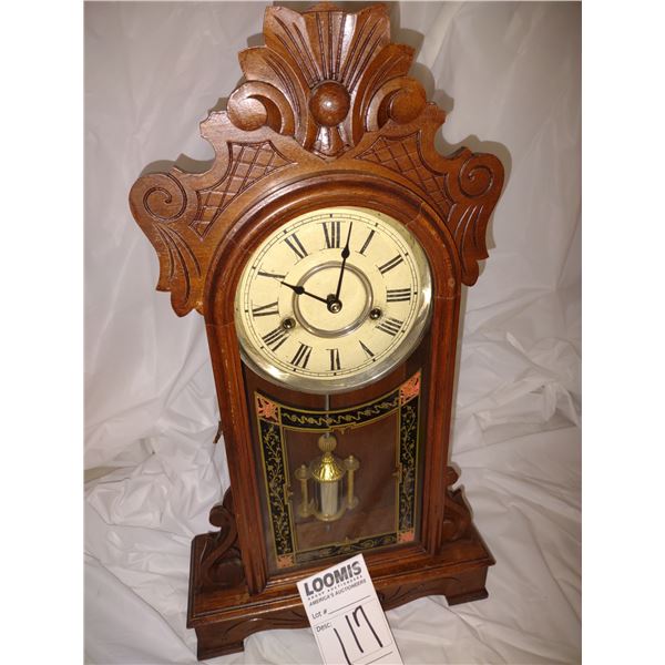 C1900 PARLOR CLOCK IN WALNUT CASE, 12" X 21"