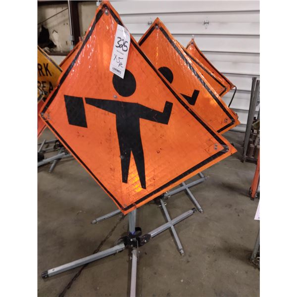 FLAGGER ROAD SIGN AND STAND (X5)