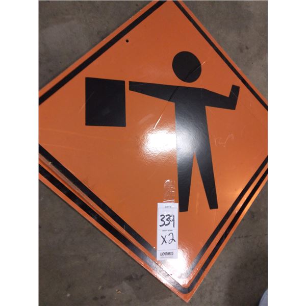 FLAGGER SIGN (X2)