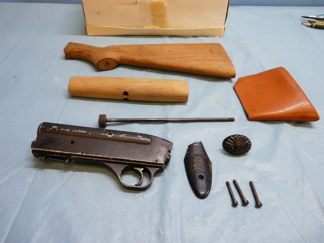 Gevarm model A6 semi auto 22 caliber parts , receiver, wood, stock bolt ...