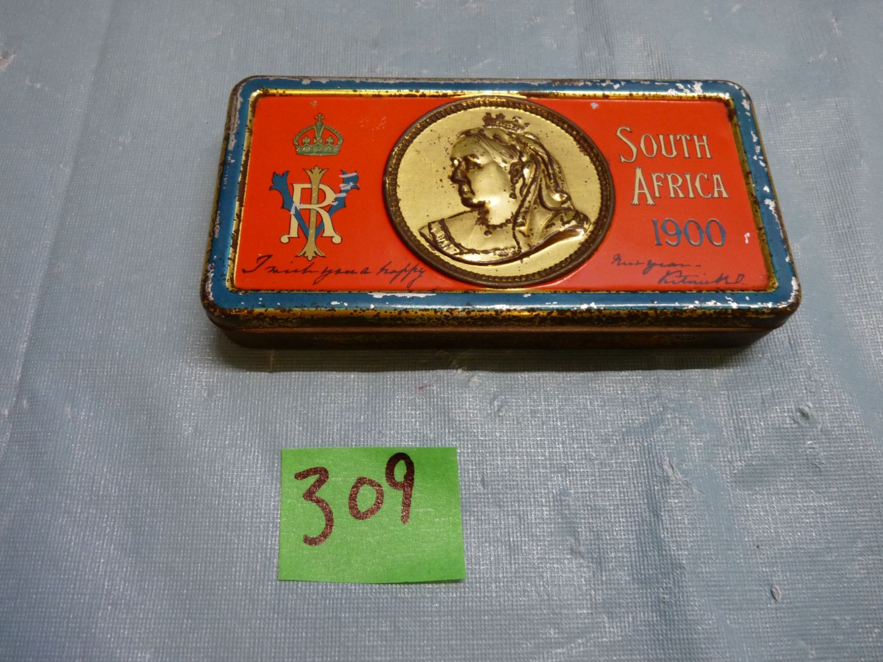 Boer War royalty Christmas TIN Queen Victoria marked South Africa 1900 ...